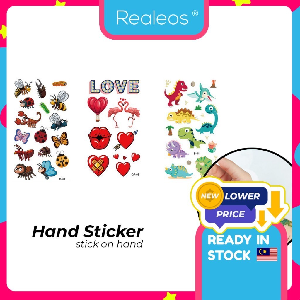 Realeos 1pcs Kids Tattoo Temporary Tattoo Sticker Party Animal Art ...