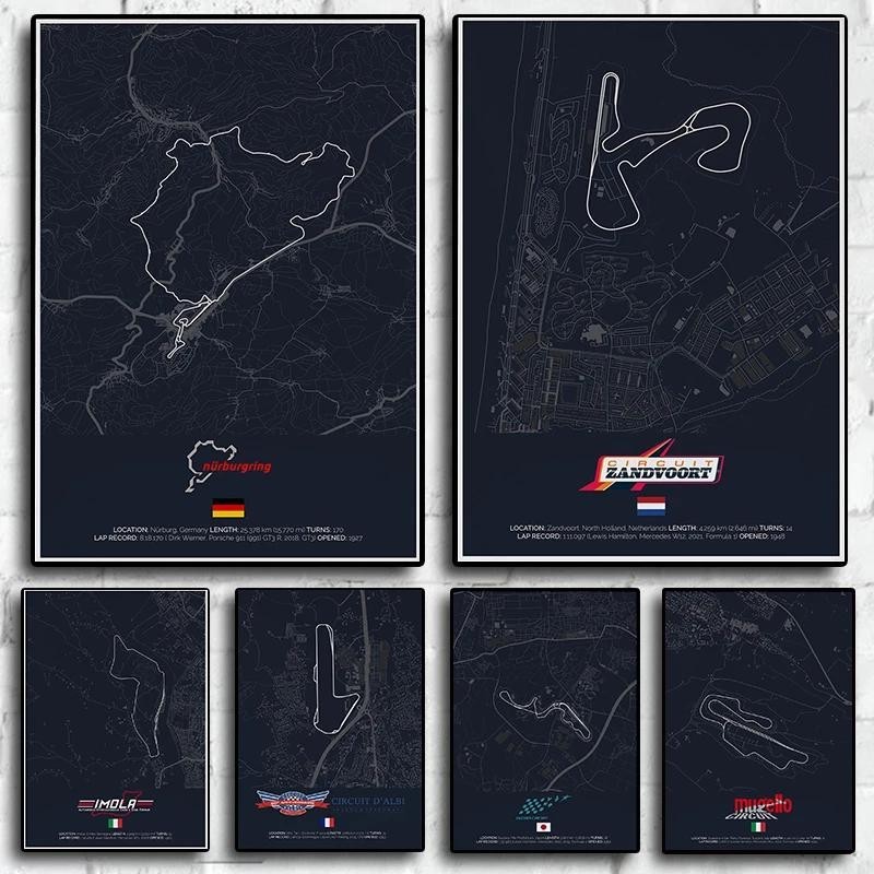 Poster Litar F1 Hitam - Karya Seni Kanvas Grand Prix Nordschleife Imola ...