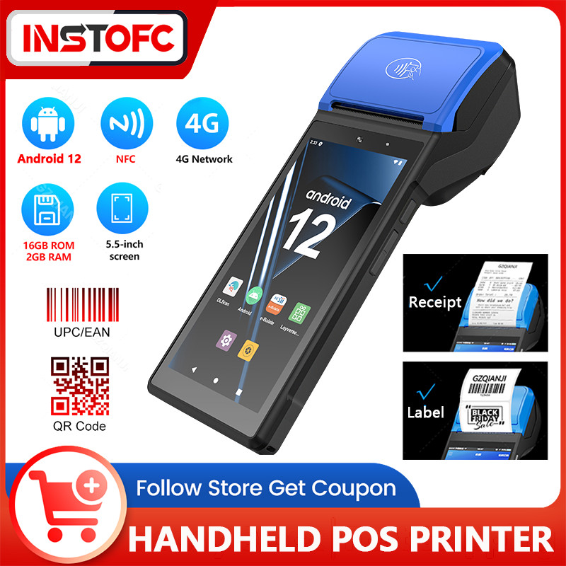 Android 12 Handheld POS Receipt Printer Terminal Wireless Bluetooth 4G ...