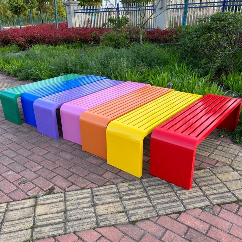 Full wrought iron bench park chair outdoor bench courtyard stainless ...