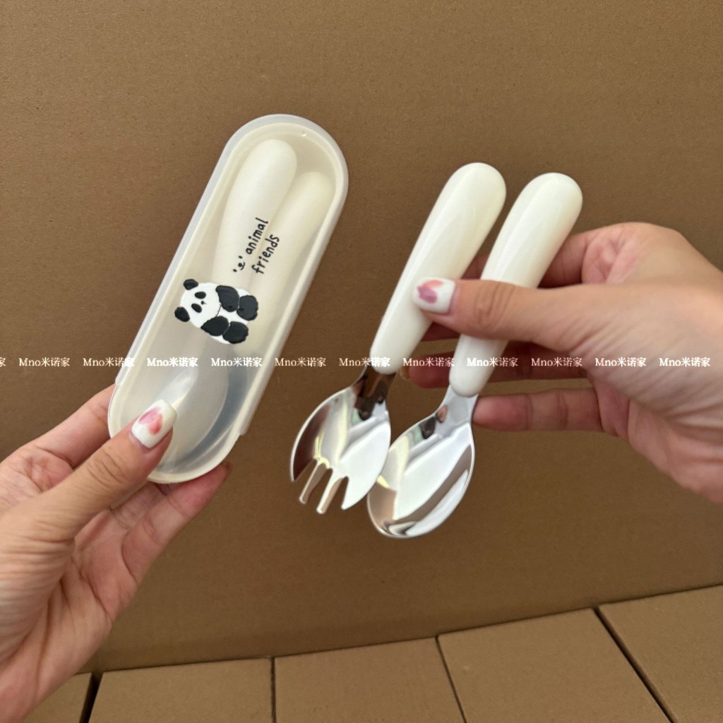 304 Stainless Steel Children Eating Fork Spoon Tableware Set Canteen ...