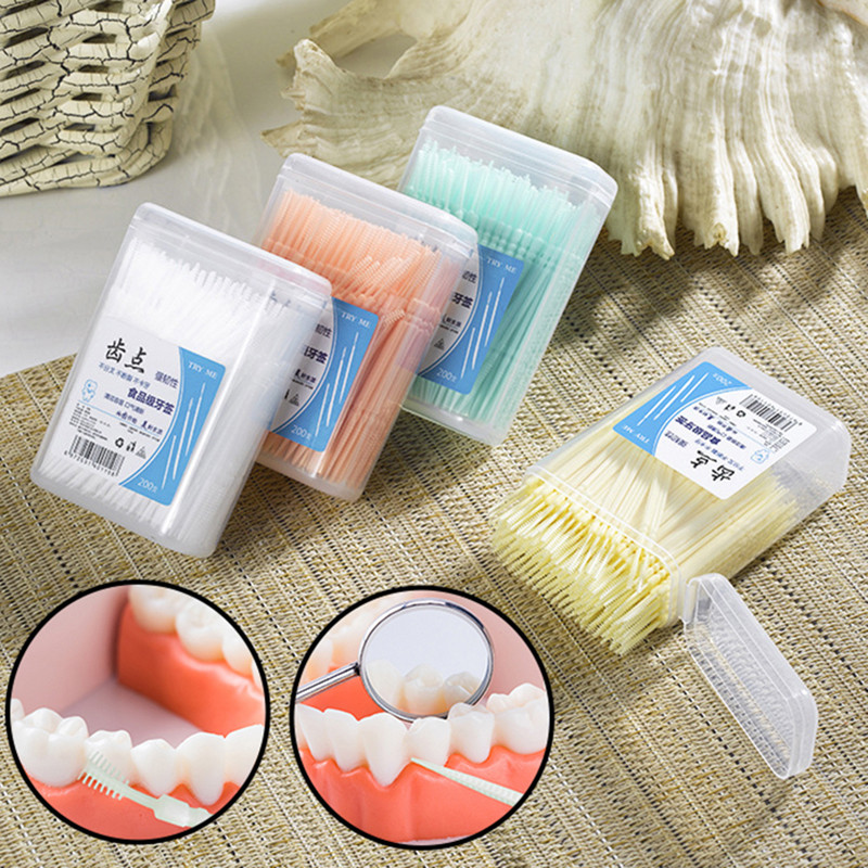 200Pcs Interdental Brush Oral Care Toothpick Floss Teeth Cleaning ...