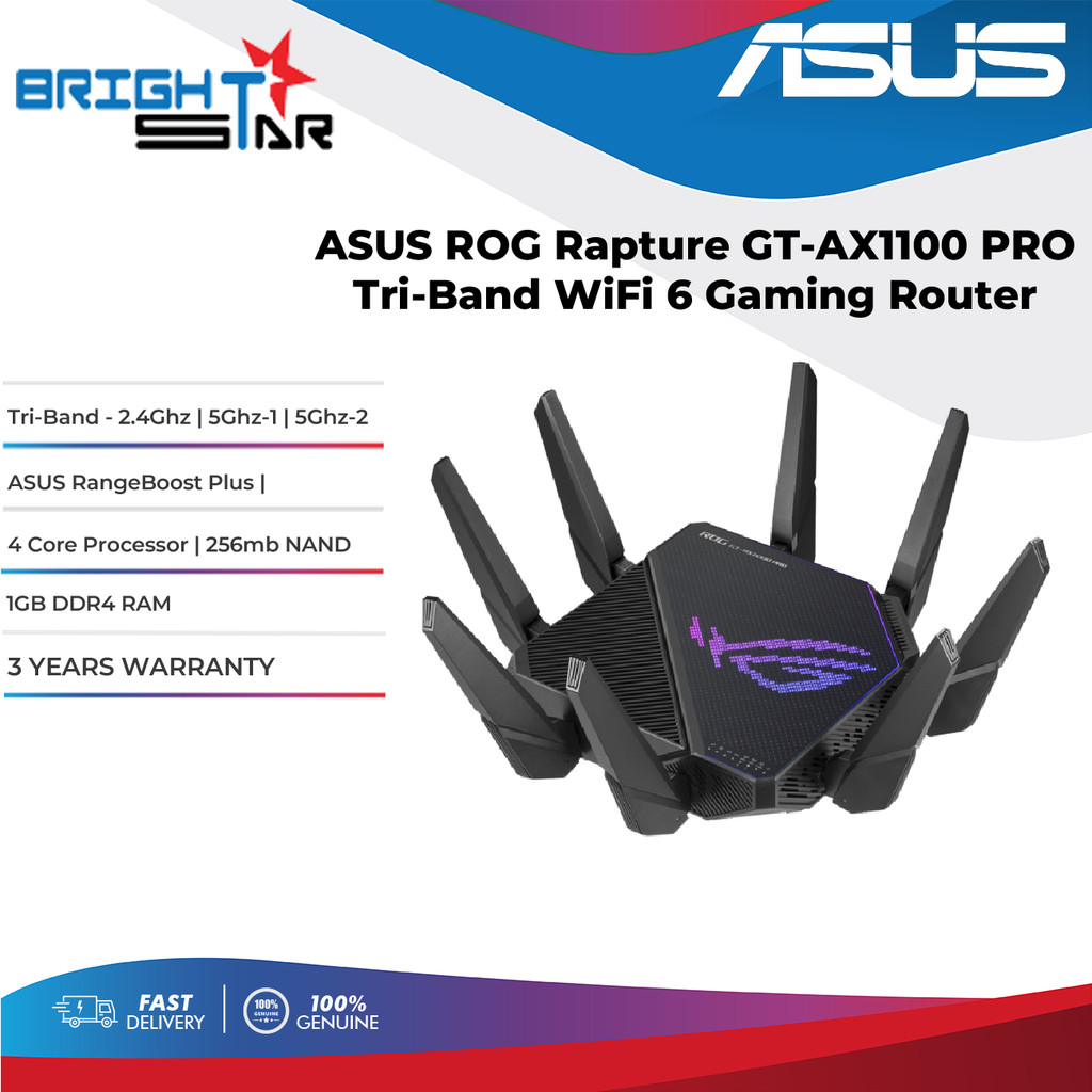 ASUS ROG Rapture GT-AX11000 PRO Tri-Band WiFi 6 Gaming Router | Shopee ...