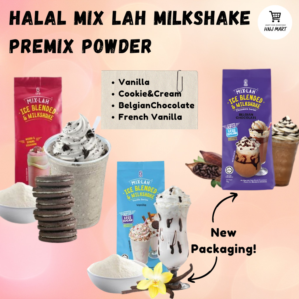 Halal Mix Lah Chocolate & Vanilla Series Milkshake premix powder 100g ...