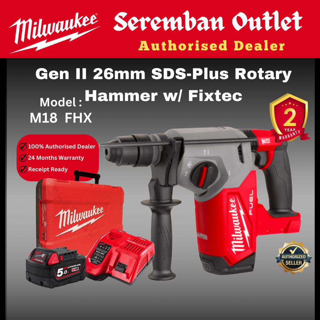 Milwaukee M18 SDS Plus Rotary Hammer / FHX / 26mm Rotary Hammer ...