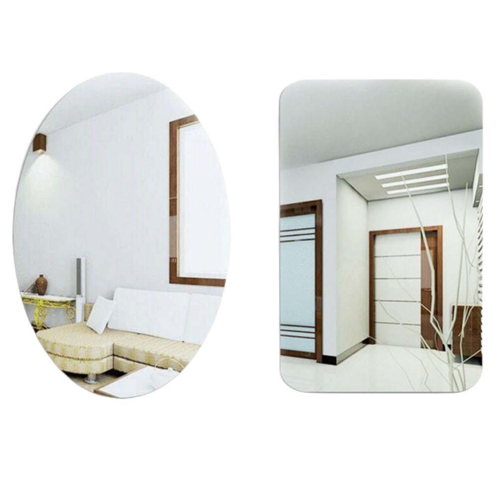 [Heaven] Oval Square 3D Acrylic Mirror Wall Sticker Self Adhesive for ...