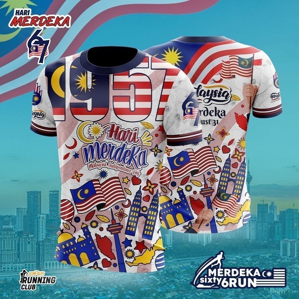 2024 Series Merdeka 2024 Merdeka 67 Blue and Red Shirt | Shopee Malaysia