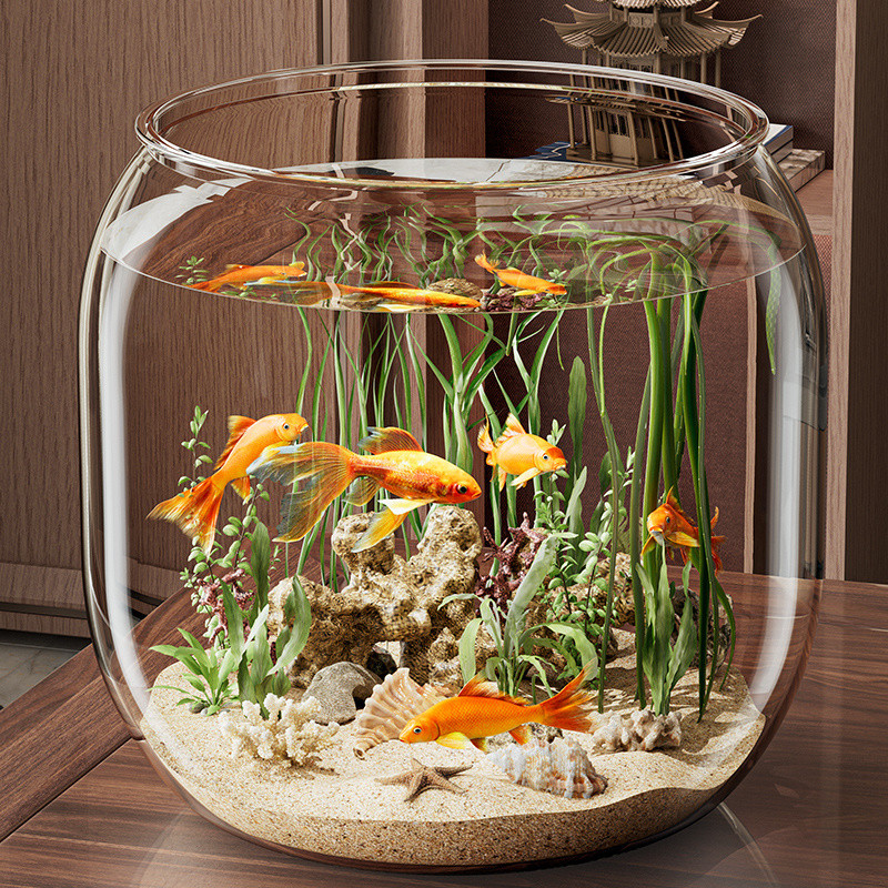 round Plastic Fish Tank Home Living Room Integrated Molding Imitation ...