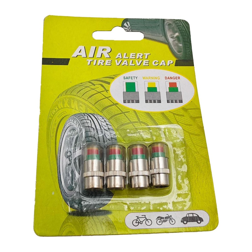 4pcs Valve Detection Cap Car Tire Pressure Gauge Indicator Alert ...