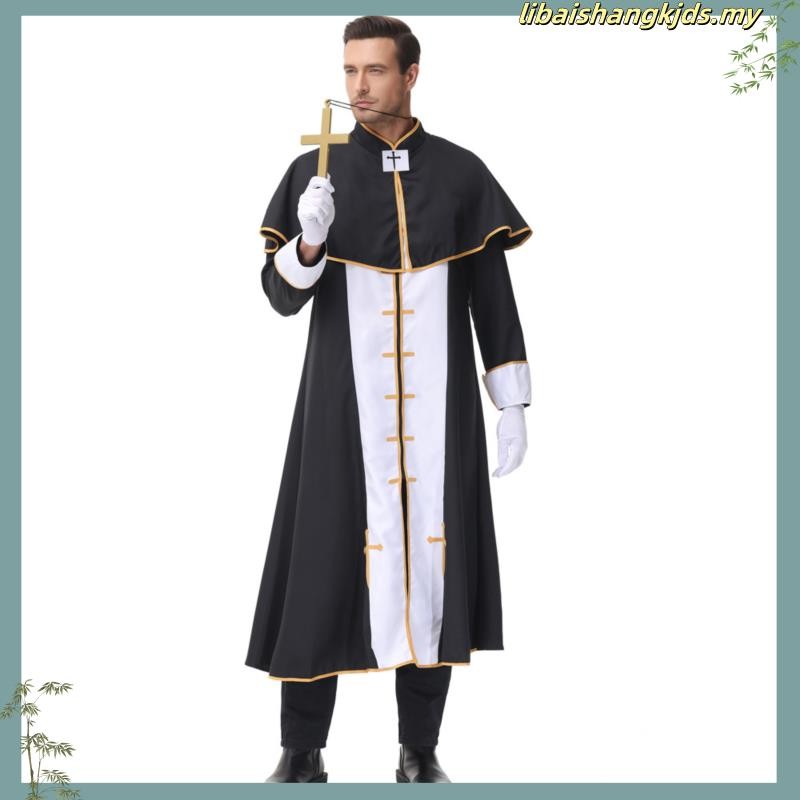 Adult Medieval Priest Costume For Men Christian Catholicism Priest robe ...