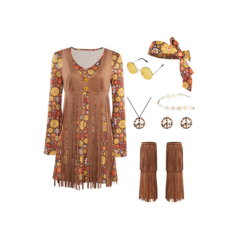 disco hippy Retro Women Vintage Retro 70s Hippie Skirt Cosplay Costume ...