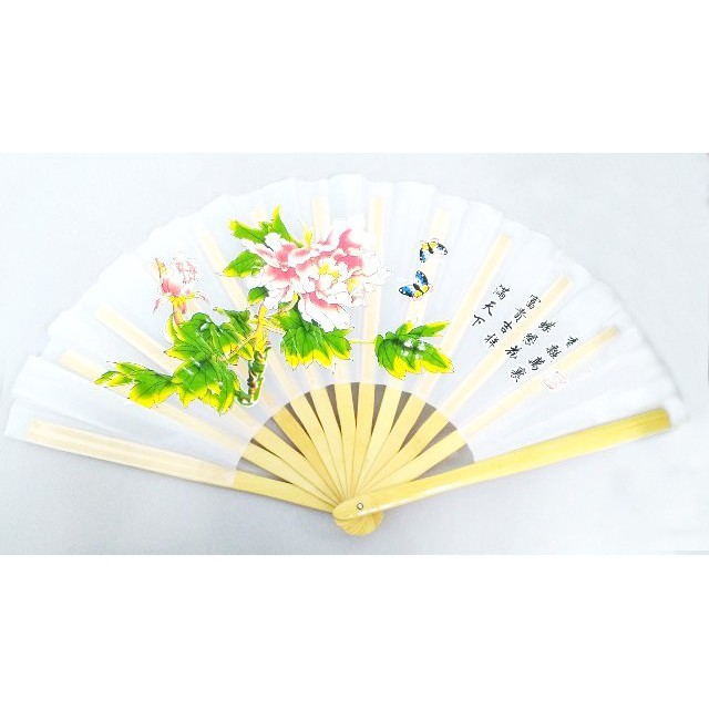 Chinese Kung Fu Tai Chi Wu Shu Nylon Bamboo Weapon Wood Hand Fan ...