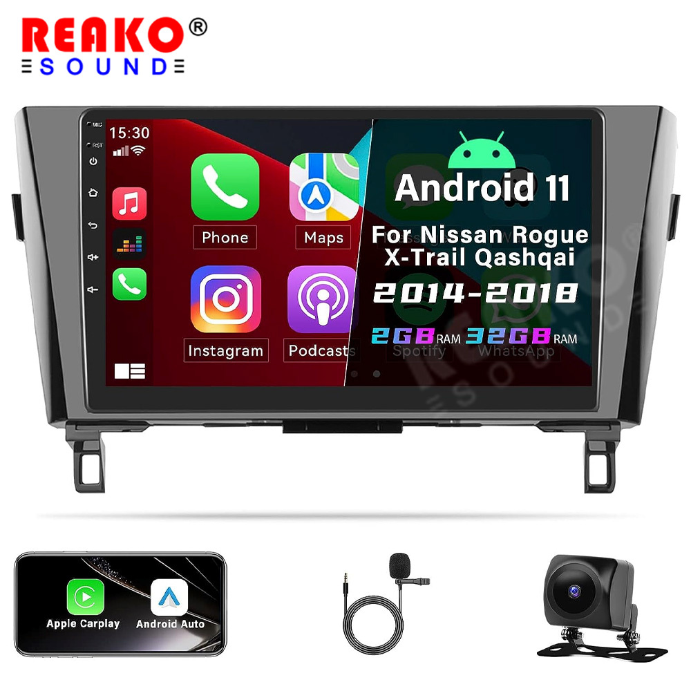 REAKOAUTO Android 12 Car Radio For Nissan Rogue X-Trail X Trail 3 T32 2013 - 2017 Qashqai 2 J11 ...