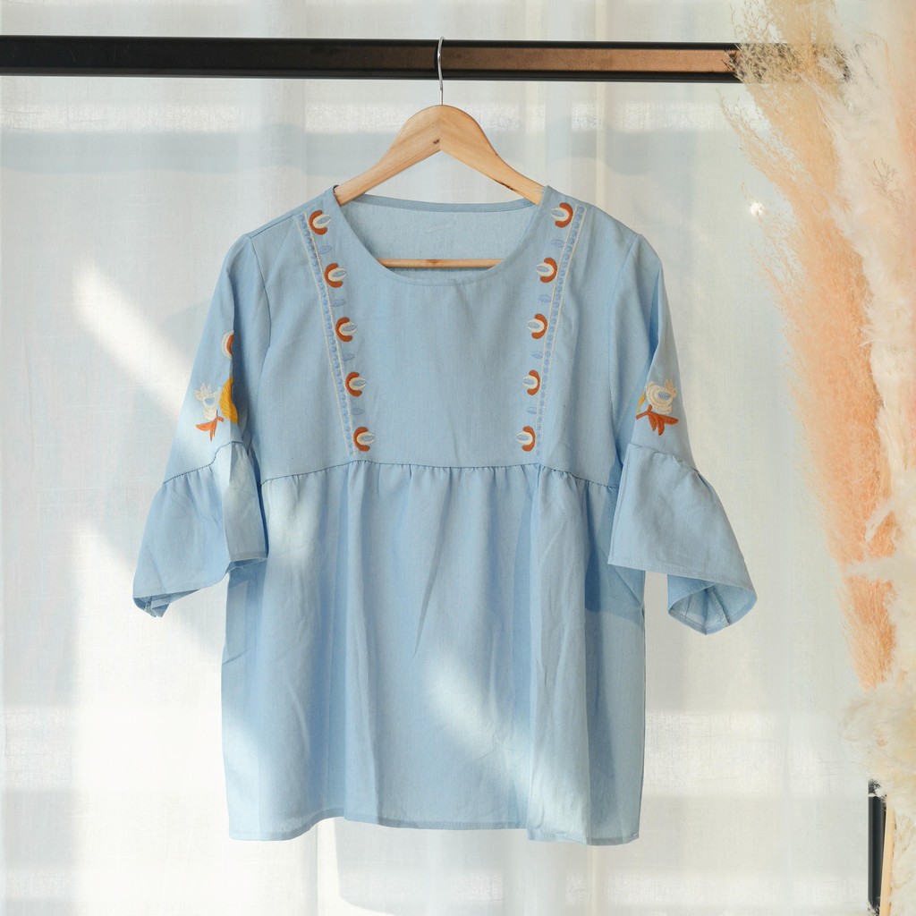 Clover Fashion Women's Korean Cute Style Denim Embroidering Design ...