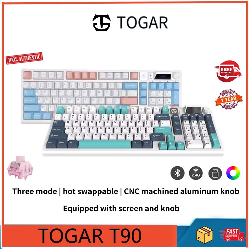 Togar T90 three mode wireless customized mechanical keyboard, Gasket structure, full key hot ...