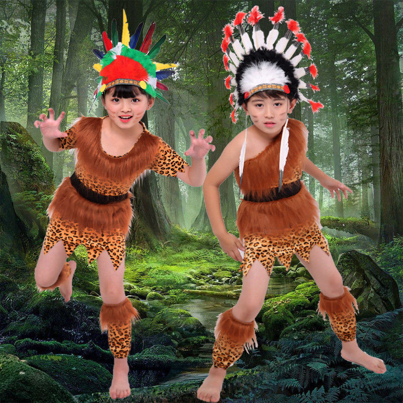 Children's African drum performance costumes, children's savage ...