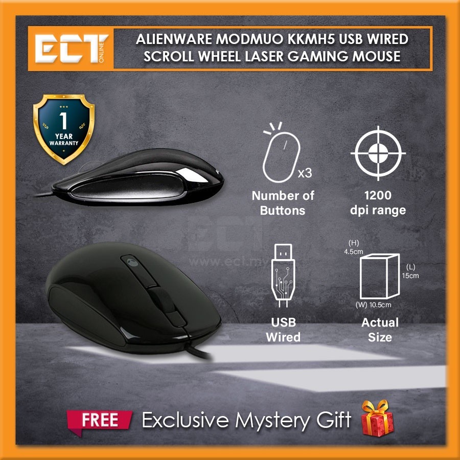 Alienware Modmuo KKMH5 USB Wired Scroll Wheel Laser 3 Buttons 1200DPI ...