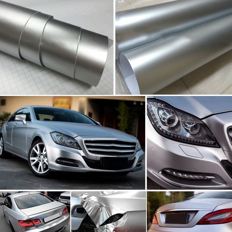 [WELV] 30*150CM Satin Matte Chrome Metallic Silver Vinyl Film Wrap ...