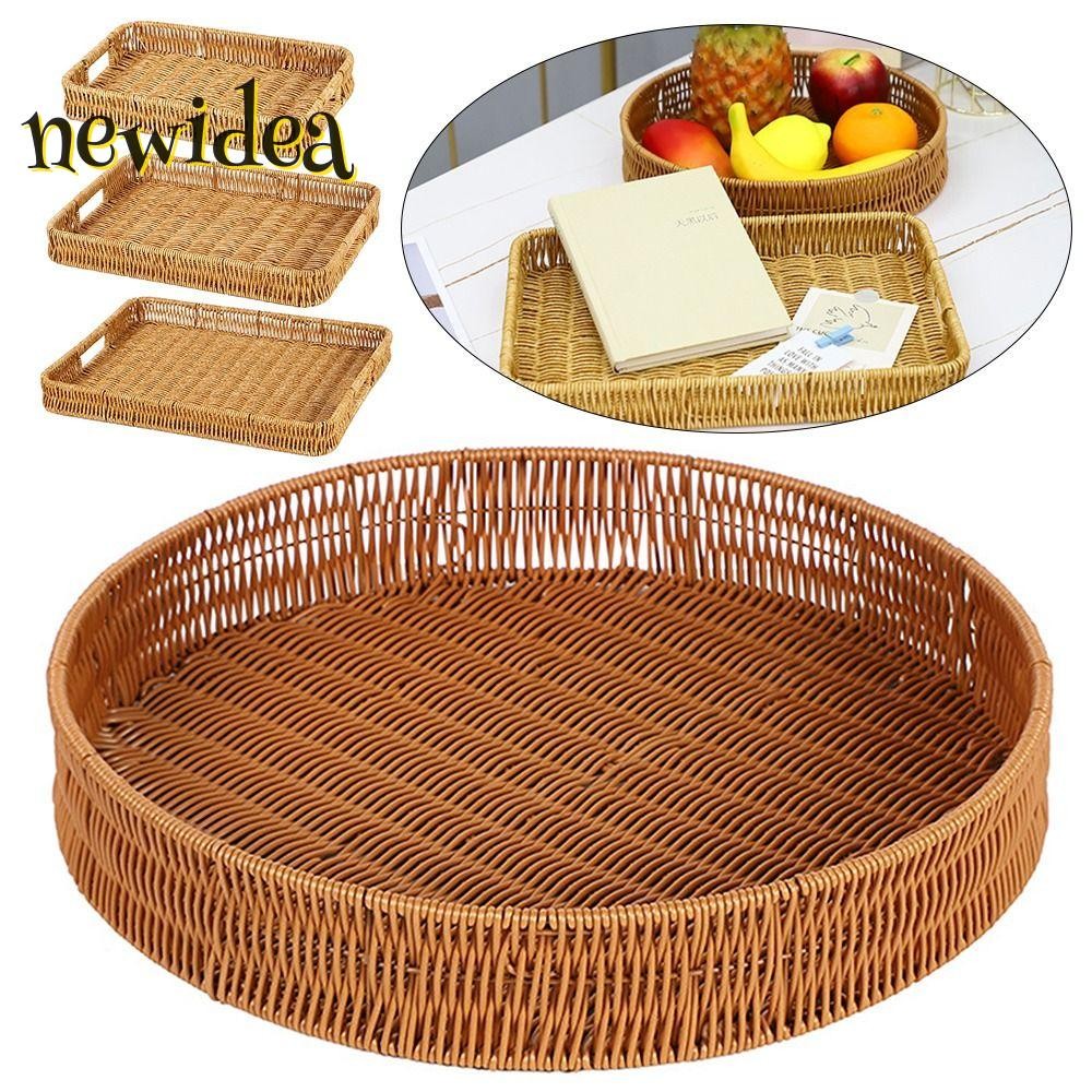 NEWIDEA 1Pcs Handwoven Rattan Basket, Imitation Wicker Rattan Round ...