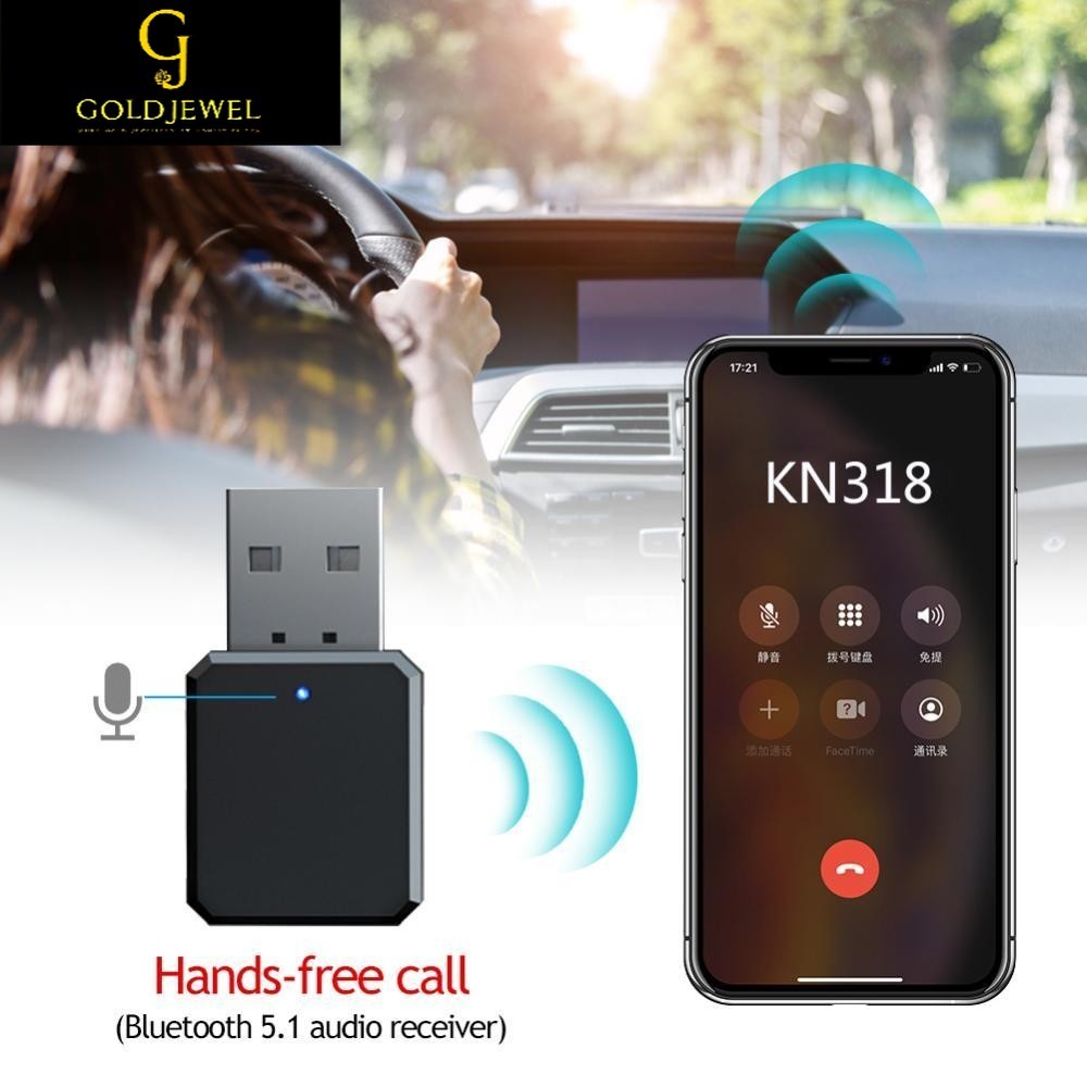[MJ] USB Bluetooth-compatible 5.1 Audio Receiver Dual Output AUX USB ...