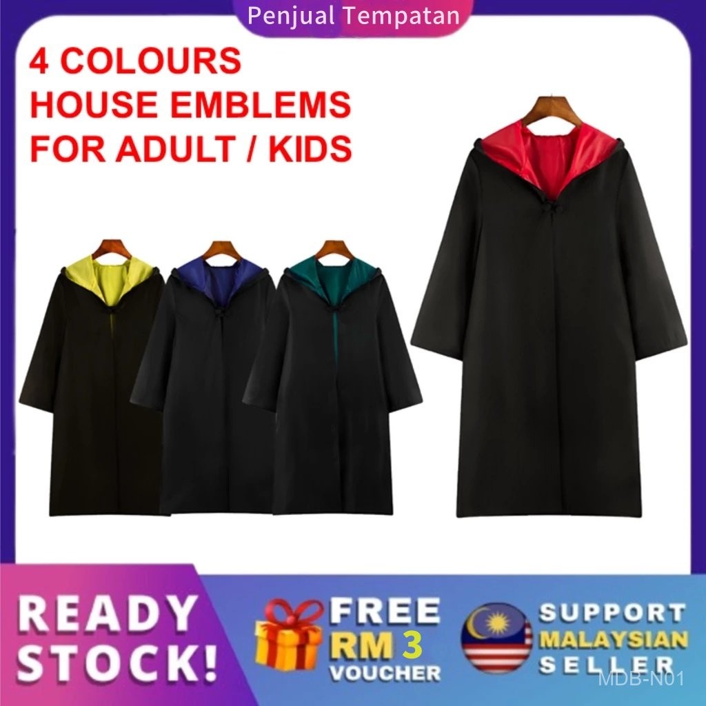 (ADULT/KIDS) Graduation Robe Potter Costume Wizard Robe Coat Witch ...