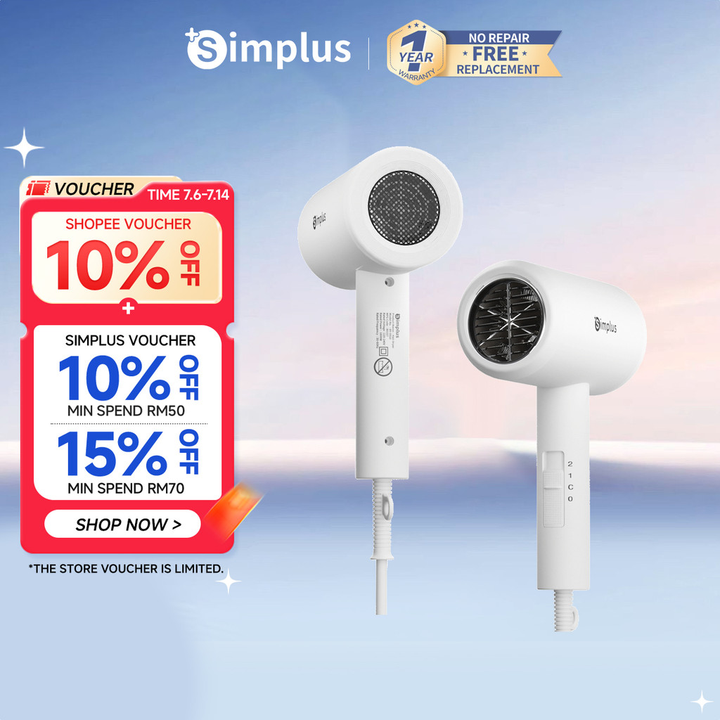 Simplus Power Compact Lightweight Fast Dry Ionic Hair Dryer (1800W ...