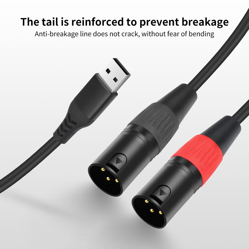 USB To Dual XLR Male Output Cord PC USB To Stereo Audio Cable Converter ...