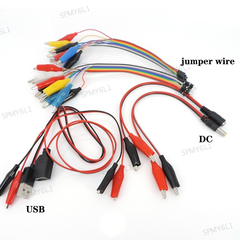 Double Jumper Wire USB DC male female Plug to Crocodile Alligator Cilps ...