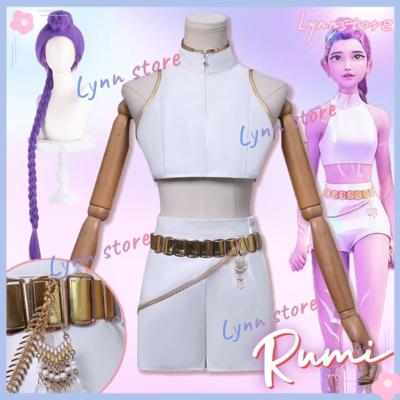 Rumi Zoe Mira Demon Hunters Cosplay Anime White Suit with Wig | Shopee ...