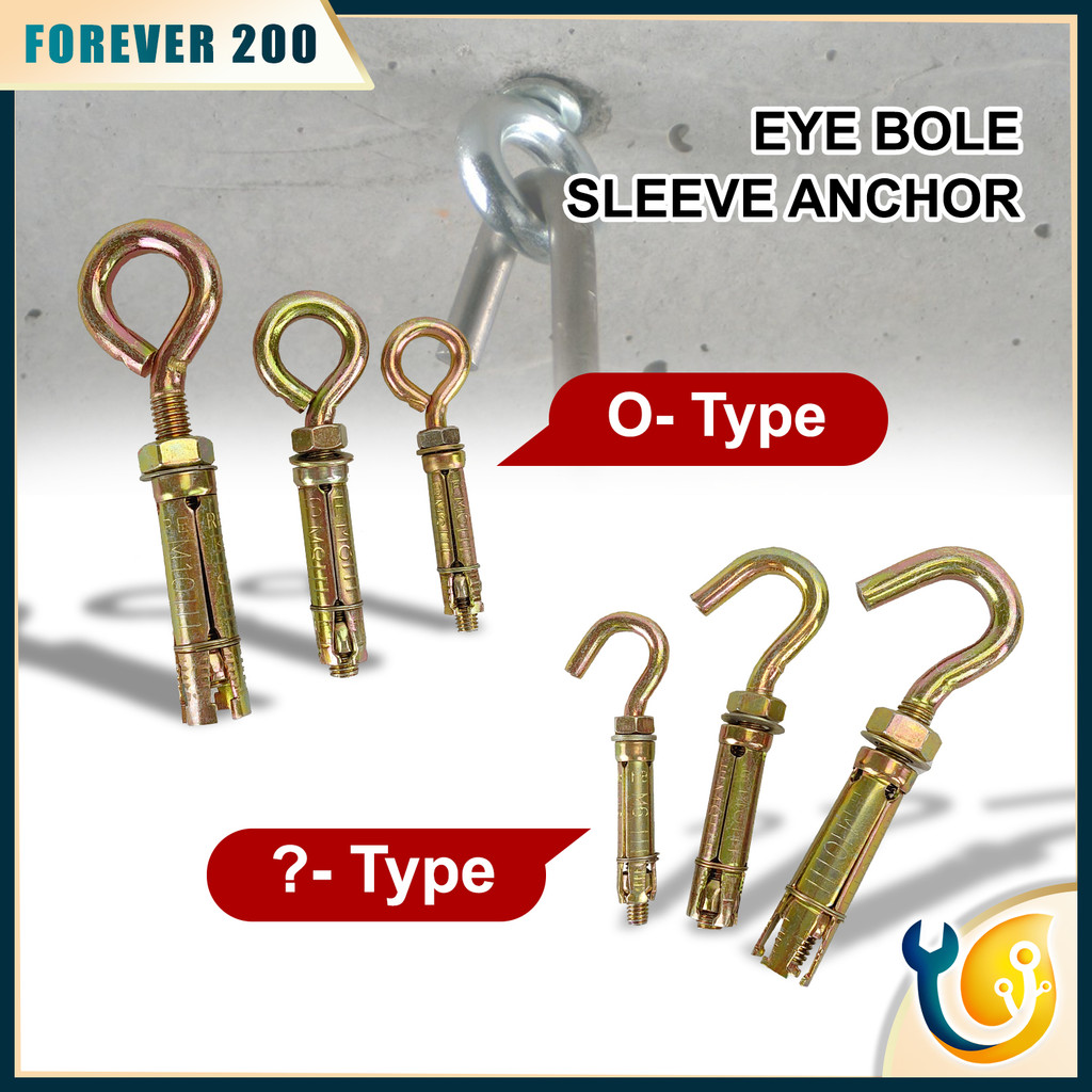 M6 M8 M10 Anchor Eye Bolt Skru Cangkuk Dinding Expansion Hook O-Type ...
