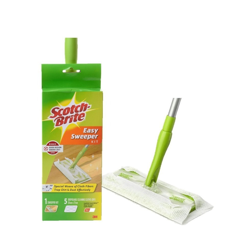 3M Scotch Brite Mop Easy Sweeper Flat Mop Disposable Sheet Sweeping Mop ...
