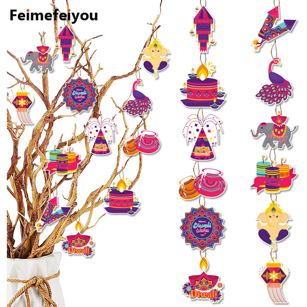 8/12/16/24pcs Diwali Decoration Items Hanging Ornaments Home decorate ...