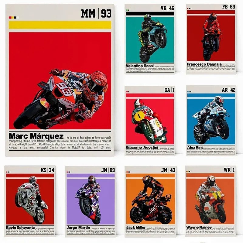 Modern Motorcycle Racing Sports Celebrity Wall Art for MotoGP Fans ...