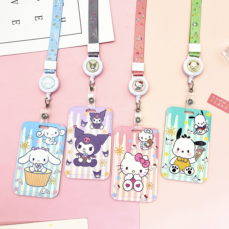 Sanrio Cartoons Card Cover Hello Kitty Melody Kulomi PVC ID Card Holder ...