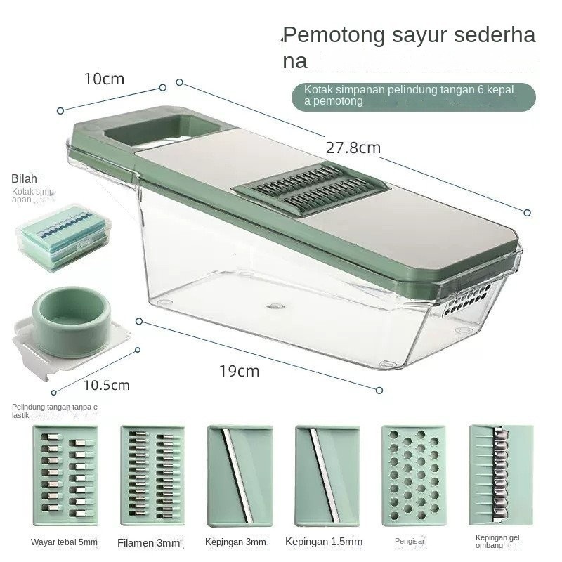 Kitchen Multifunctional Vegetable Cutter, Six-in-One Stainless Steel ...