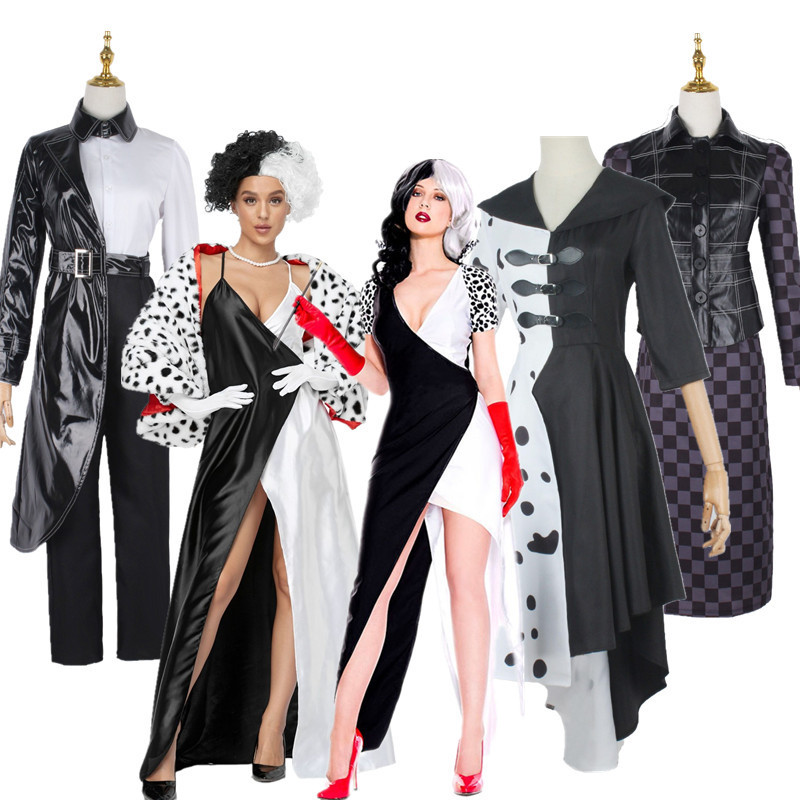 Halloween Costume Cos Black and White Witch Kuila Cosplay Costume ...