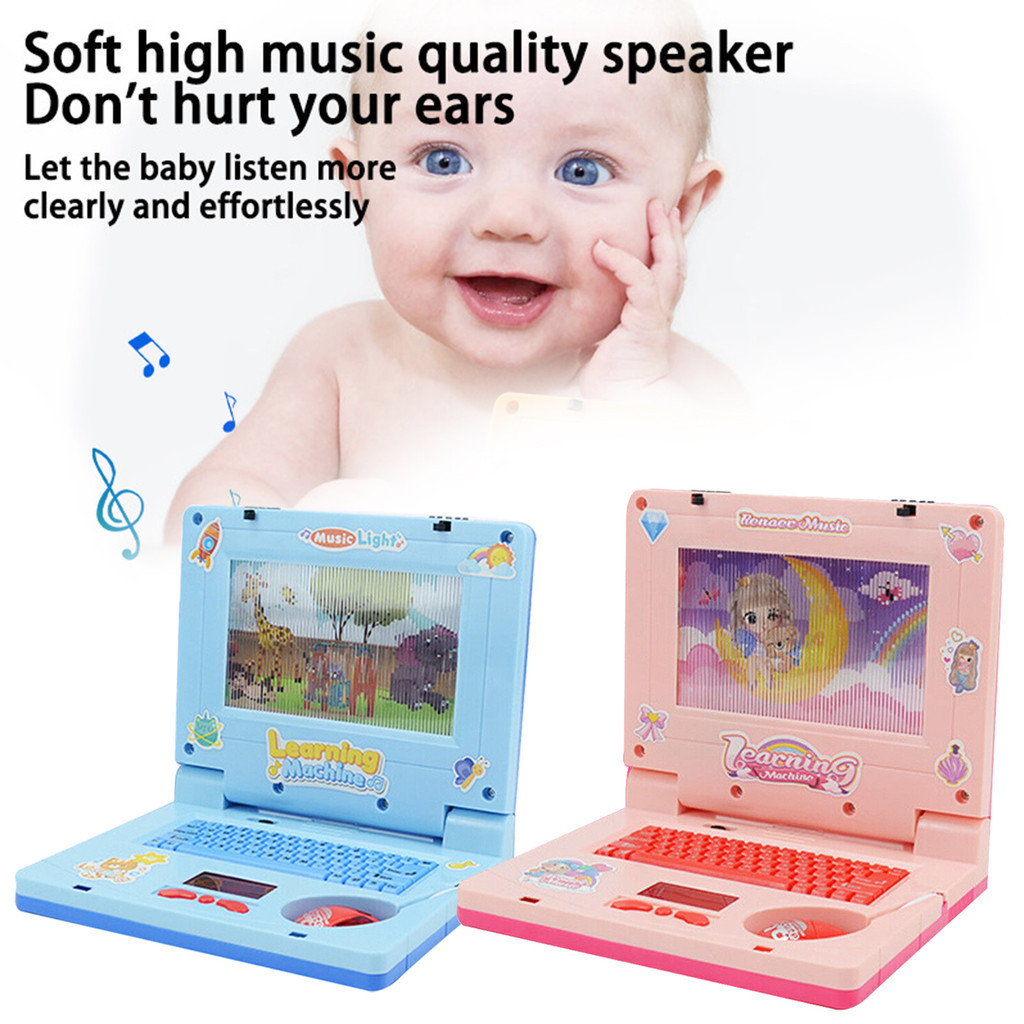 1Pcs PINK/BLUE Kids Laptop Computer With LED Music Movable Screen ...