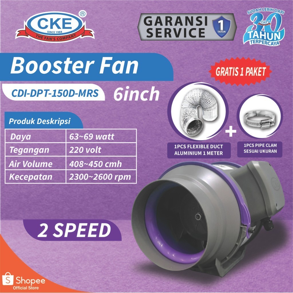 Inline Duct Booster Fan Plastic 6" Inch Booster Fan Ventilation Suction ...