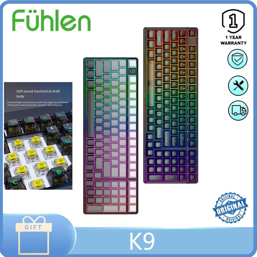 Fuhlen K9 Mechanical keyboard side engraved three mode wireless ...