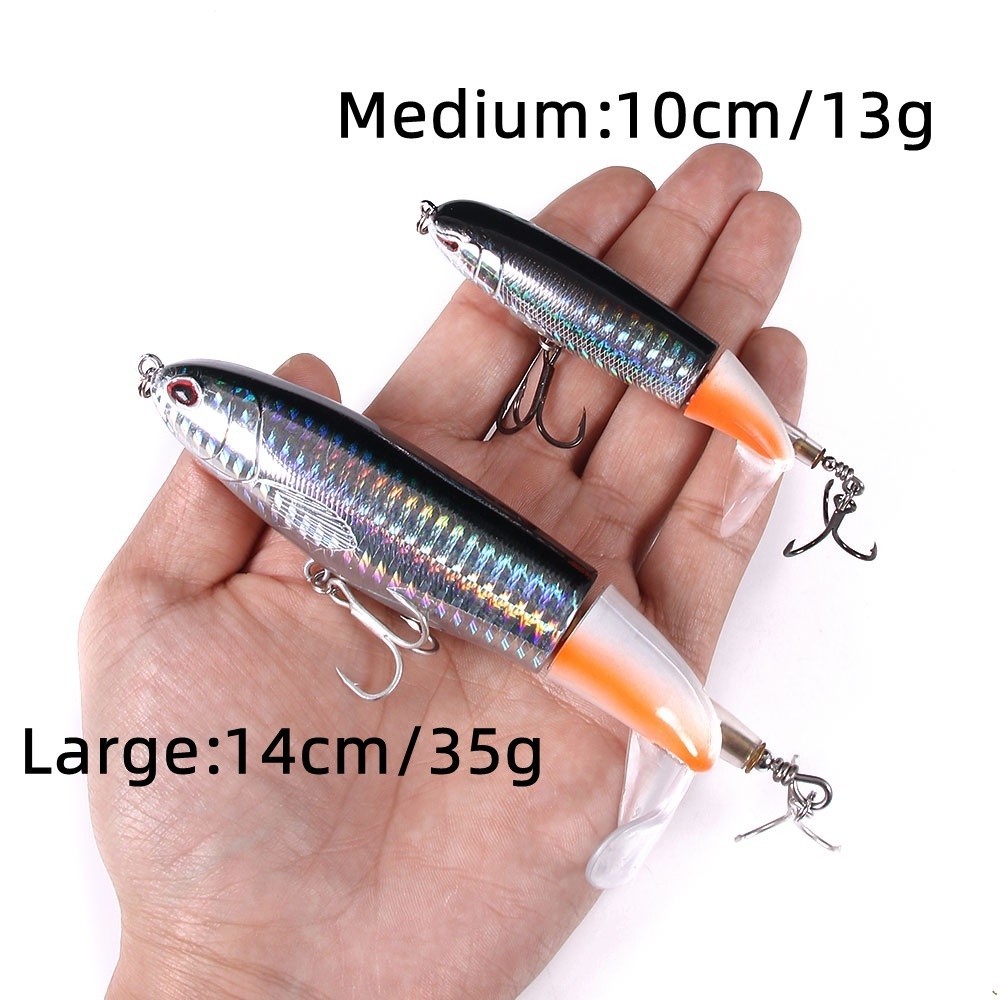 (JJ) High Speed Rotating Long Tail Popper Topwater Fishing Lure 13g 35g ...