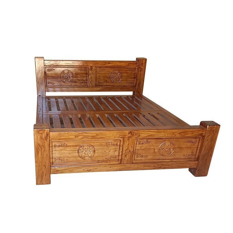 Kayu elm tua utara kayu solid katil double perabot bilik tidur utama ...