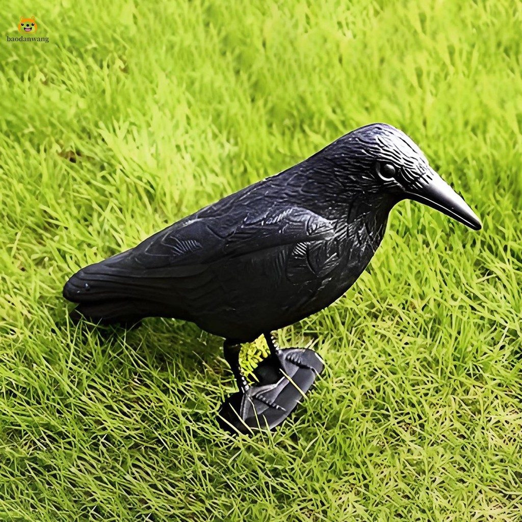 Resin Garden Birds Statue Lifelike Crow Black Realistic Standing Crows ...