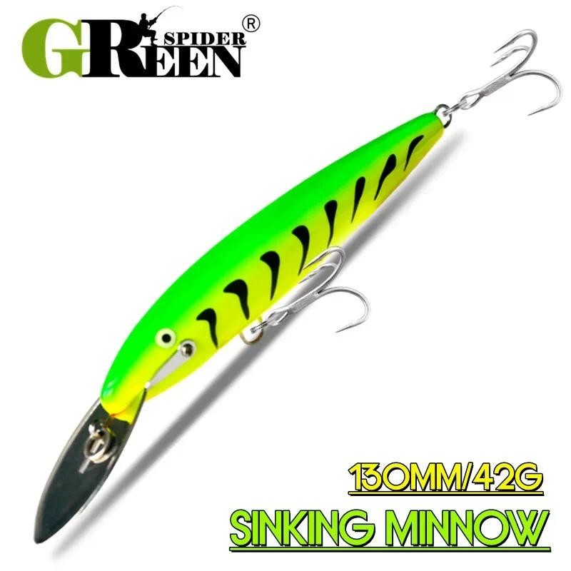 GREENSPIDER Trolling Countdown Sinking Magnum Minnow Fishing Lure 130mm 42g Wobblers Artificial ...