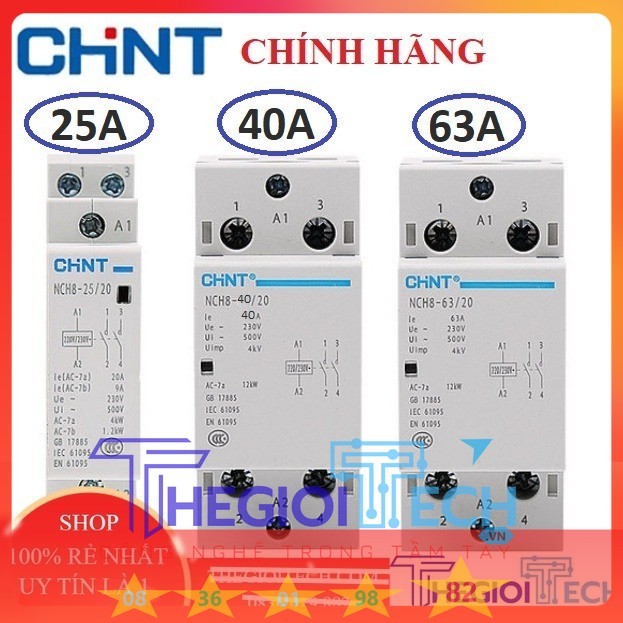 Starter from 1 phase Chint / Delixi NCH8-25/20 25A 220V NCH8 25A 40A 63A 220V 2P 2NO 2NC 1NO 1NC ...