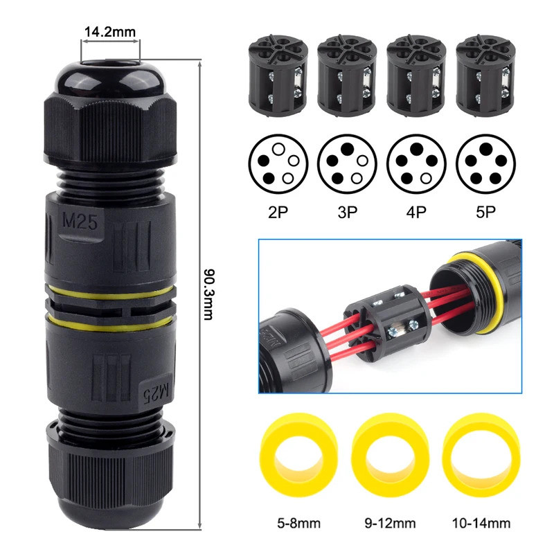IP68 M25 Cable Connector Outdoor Waterproof Junction Box Screw ...