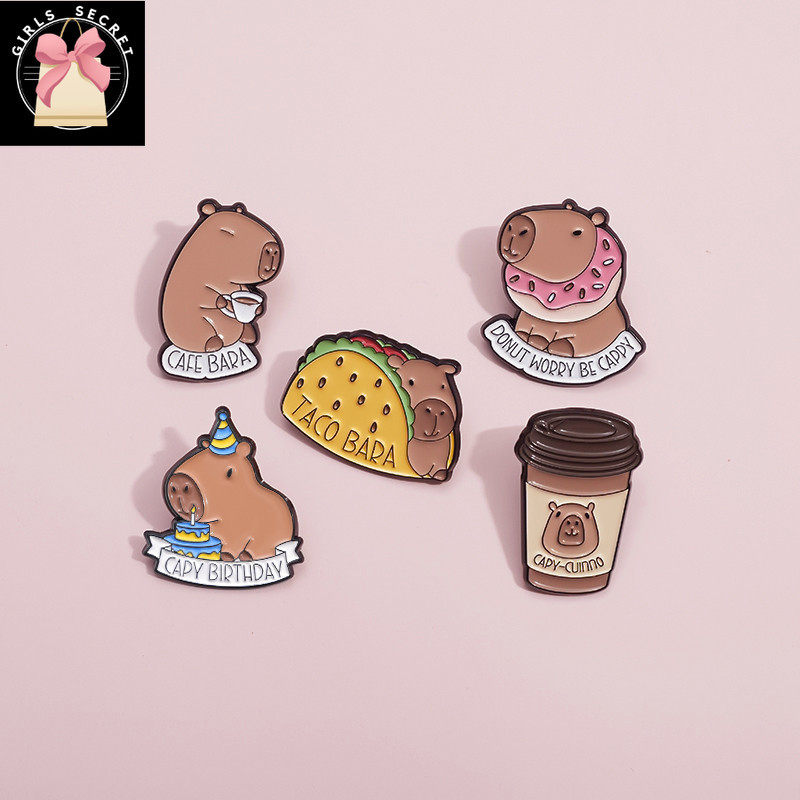 QQBdecorColorPin Cute Capybara Enamel Pins Brooches Don'T Worry Be ...