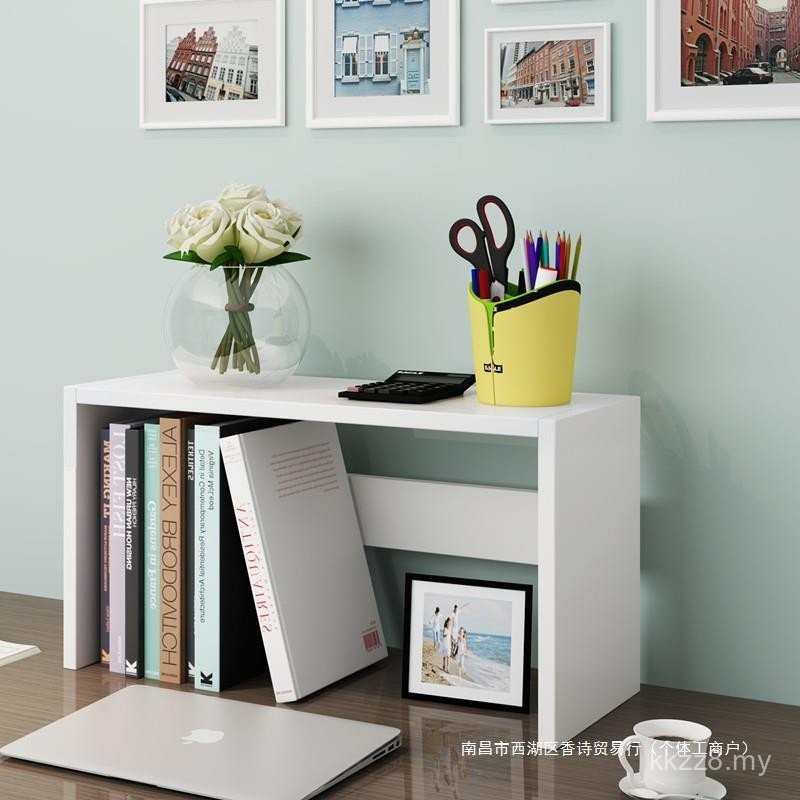 Rak buku kecil di atas meja, rak simpanan folder sederhana, komputer ...