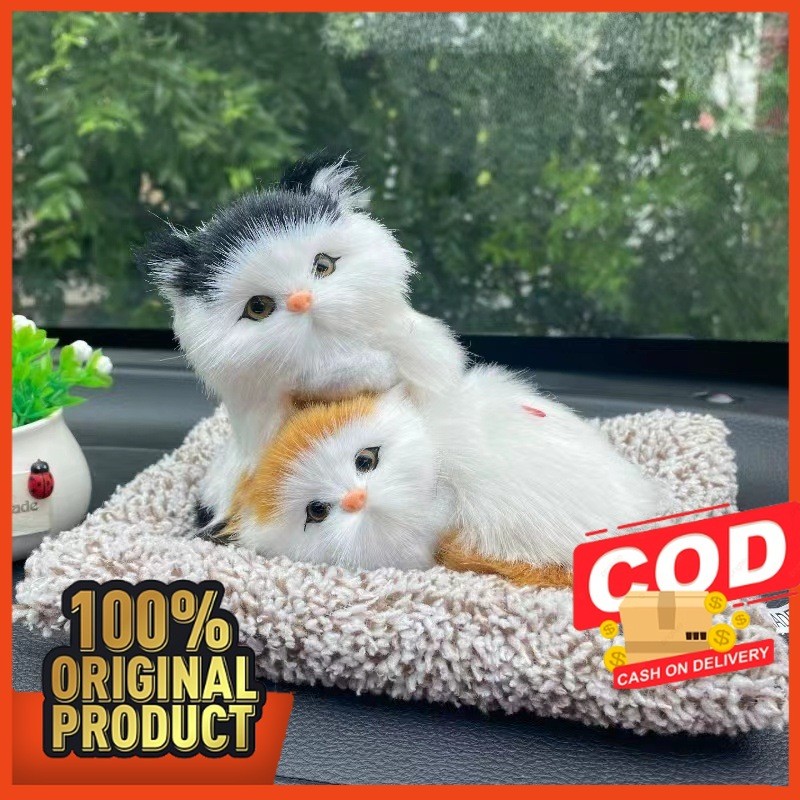 Hosela Mini Bamboo Cat Motif Car Dashboard Display Sleeping Cat Car ...