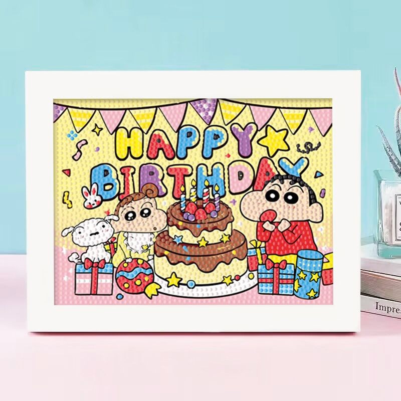 Crayon Shin-Chan Happy Birthday Diamond Stickers Student Handmade diy ...