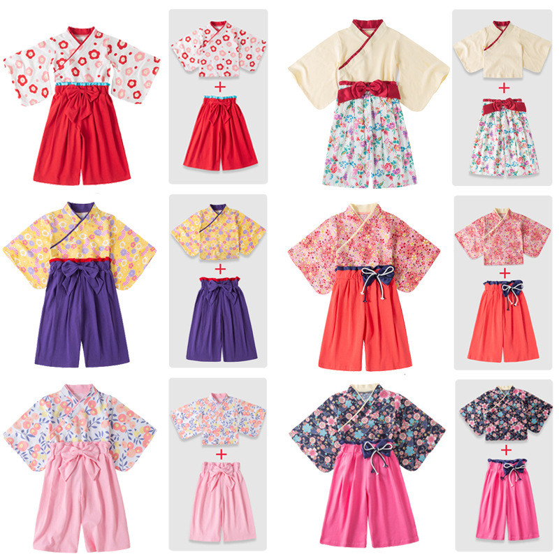 Japanese Fashion Children's Japanese Kimono Traditional Top+pants ...